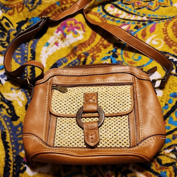 boc | Bags | Boc Tan And Cream Crossbody Bag With Woven Detail | Poshmark